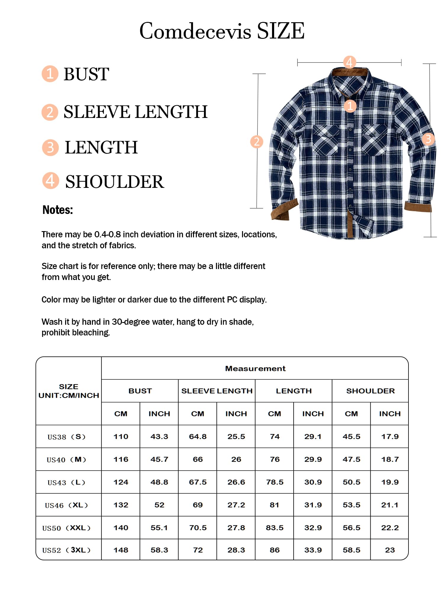 Comdecevis Men's Casual Button Down Flannel Plaid Shirts Long Sleeve Corduroy Cuffs Western Cowboy Club Shirt