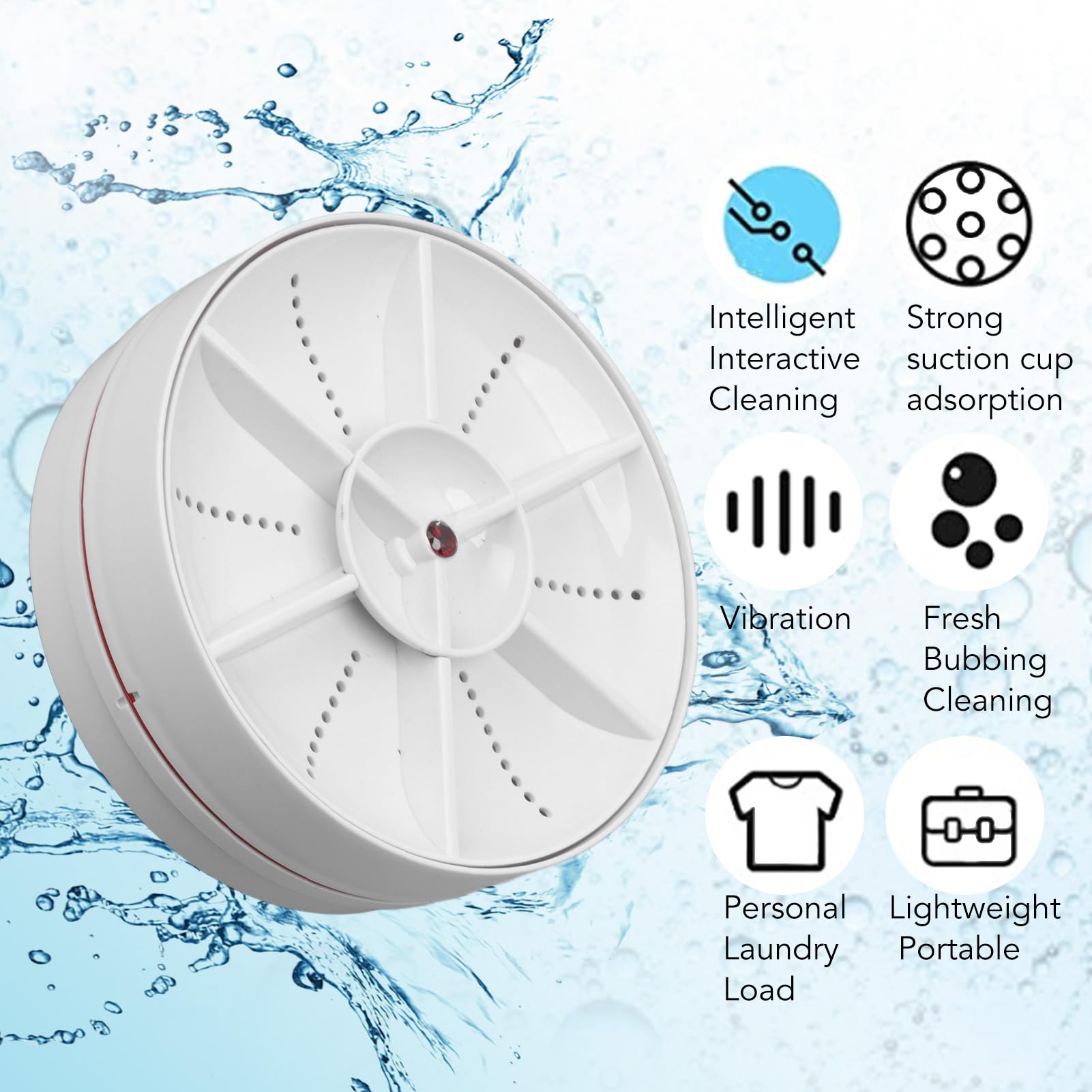 Asixxsix Mini Countertop Dishwasher, 360 Degree Deep Full Handheld Portable Dishwasher 15 Minute Timing Shut Off Multifunctional Portable Washing Machine with Suction Cup for Home