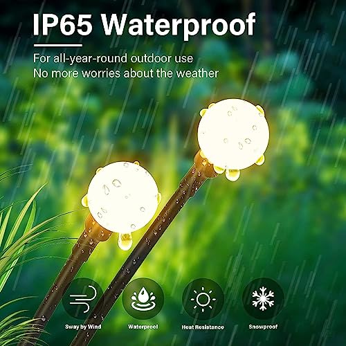 LURIVA 4 Pack Firefly Solar Garden Lights, Solar Lights for Outside, Solar Lights Outdoor Waterproof, Outdoor Solar Lights, Patio Yard Garden Decor Lights, Warm White