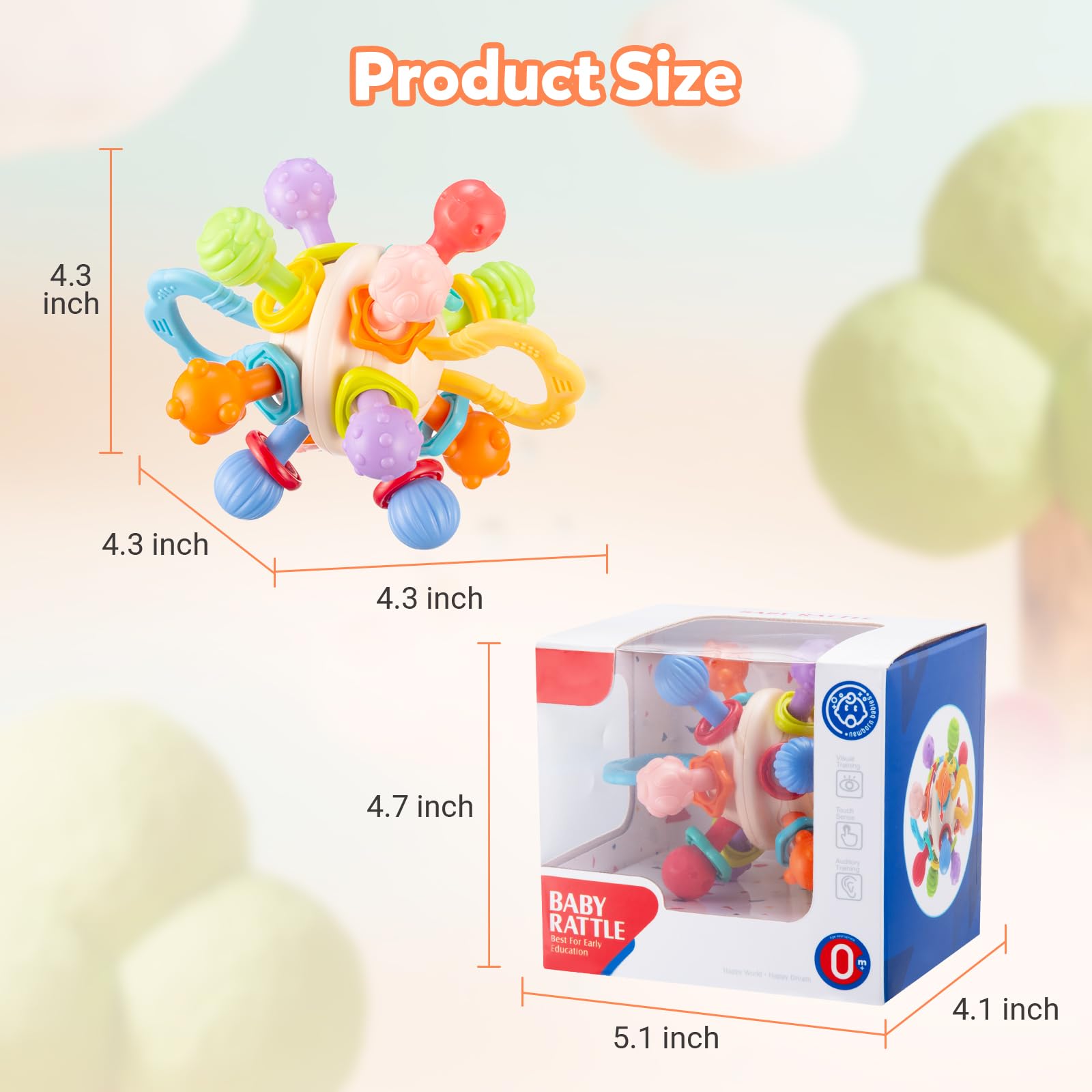 Utoo Sensory Teething Teether Toys for Babies,Teething Toys for Babies 0-6 Months,Teething Toys are Specifically Designed for Infants Aged 6-12 Months,Infant Toys for 0-3-6-12 Months