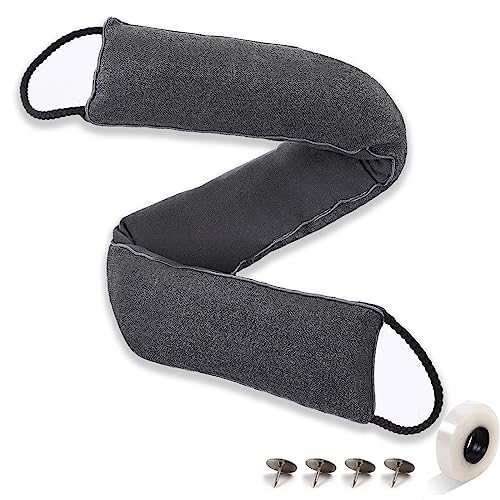 36 Inch Under Door Draft Stopper - Heavy Duty Sound Proof Draft Guard Door Gap Blocker with Hook Tape - Decorative Door Draft Stopper Provides Door Insulation and Weather Stripping for Doors