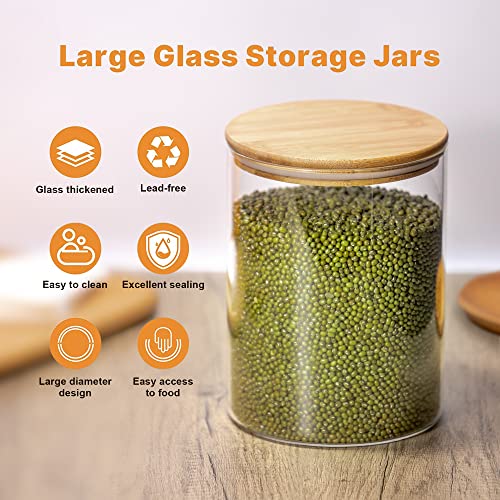 YUNCANG Glass Storage Jar -108oz/3200ml Clear Glass Food Storage Containers with Airtight Bamboo Lid Stackable Kitchen Canisters for Candy,Cookie,Rice,Sugar,Flour,Pasta,Nuts and Spice Jars