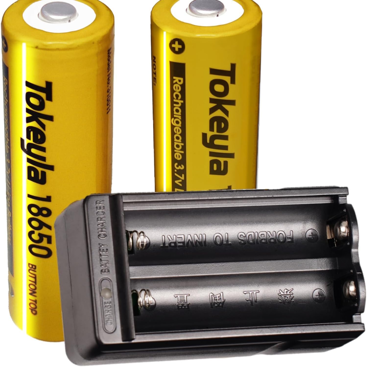2Pcs 18650 Rechargeable Battery With 18650 Rechargeable Battery Charger,Universal Charger for 18650 Rechargeable Battery (2Pcs Battery+Charger)