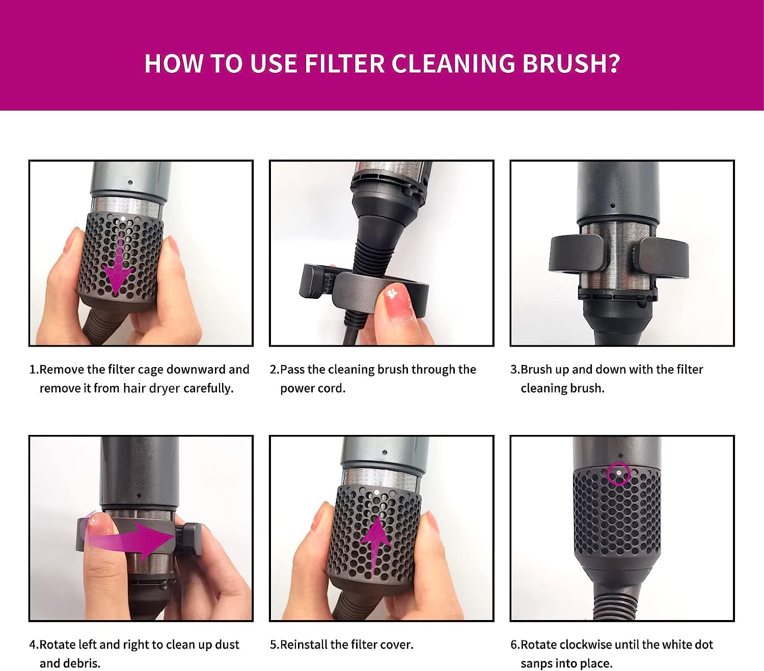 Filter Cleaning Brush Compatible with Dyson HD01 HD02 HD03 HD04 HD08 Hair Blow Dryer, Filter Cleaning Brush for Dyson Hair Dryer