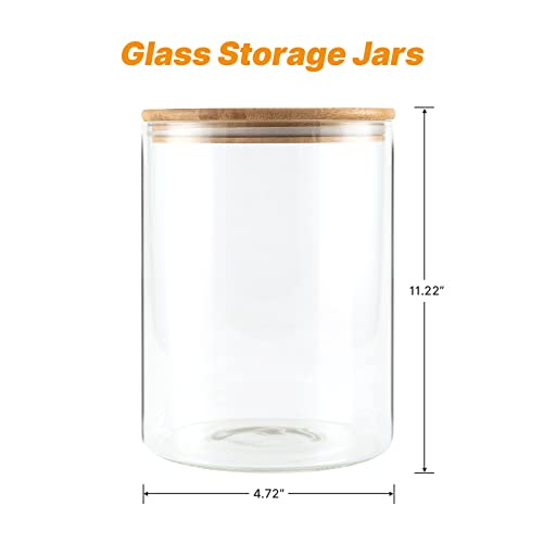 YUNCANG Glass Storage Jar -108oz/3200ml Clear Glass Food Storage Containers with Airtight Bamboo Lid Stackable Kitchen Canisters for Candy,Cookie,Rice,Sugar,Flour,Pasta,Nuts and Spice Jars