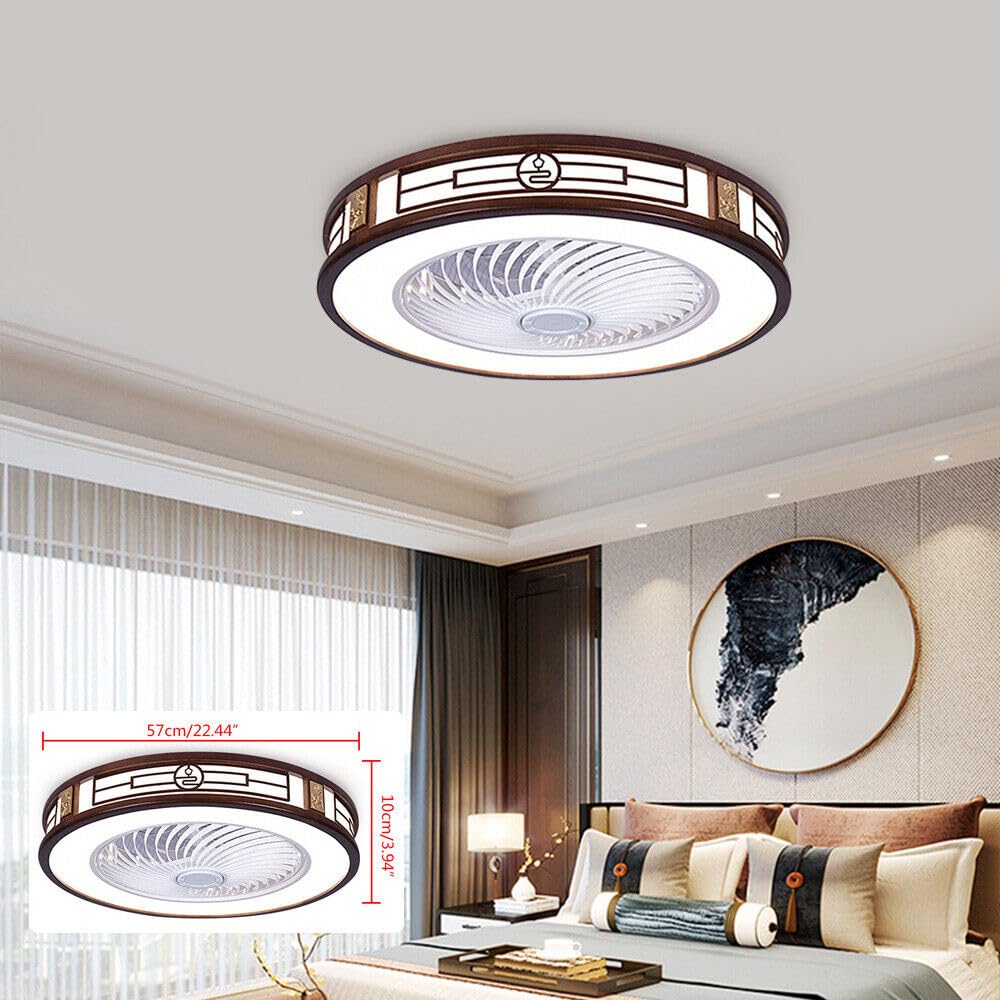 64W Rotatable Light with Ceiling Fan, Wood Reversible Ceiling Fans with Lights Remote Control, Timing&3 LED Color 3 Wind Speeds Noiseless Ceiling Fan with Lights for Bedroom Living Room