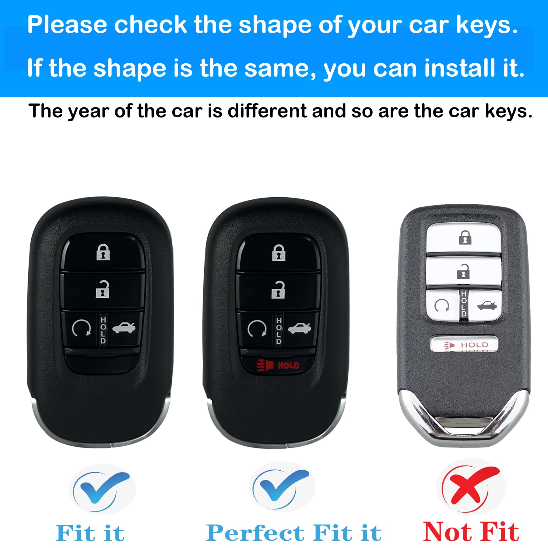 Yonmcfn for Honda Key fob Cover with Leather Keychain,Soft TPU 5 Buttons Key Shell,fit 2022 2023 Civic Accord Remote car Key(White)