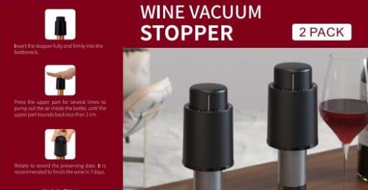 [2 PACK]Wine Bottle Stoppers,Real Vacuum Wine Stoppers Reusable - Wine Preserver - Wine Corks to Keep drinks Fresh - for Wine Lovers - best gift for christmas and special events