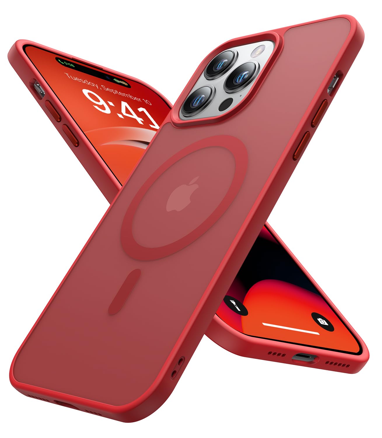 Kocanasi Magnetic for iPhone 14 Pro Max Case [Compatible with MagSafe] [10FT Military Grade Drop Tested] Slim Translucent Matte Case for iPhone 14 Pro Max Phone Case, Red (6.7")