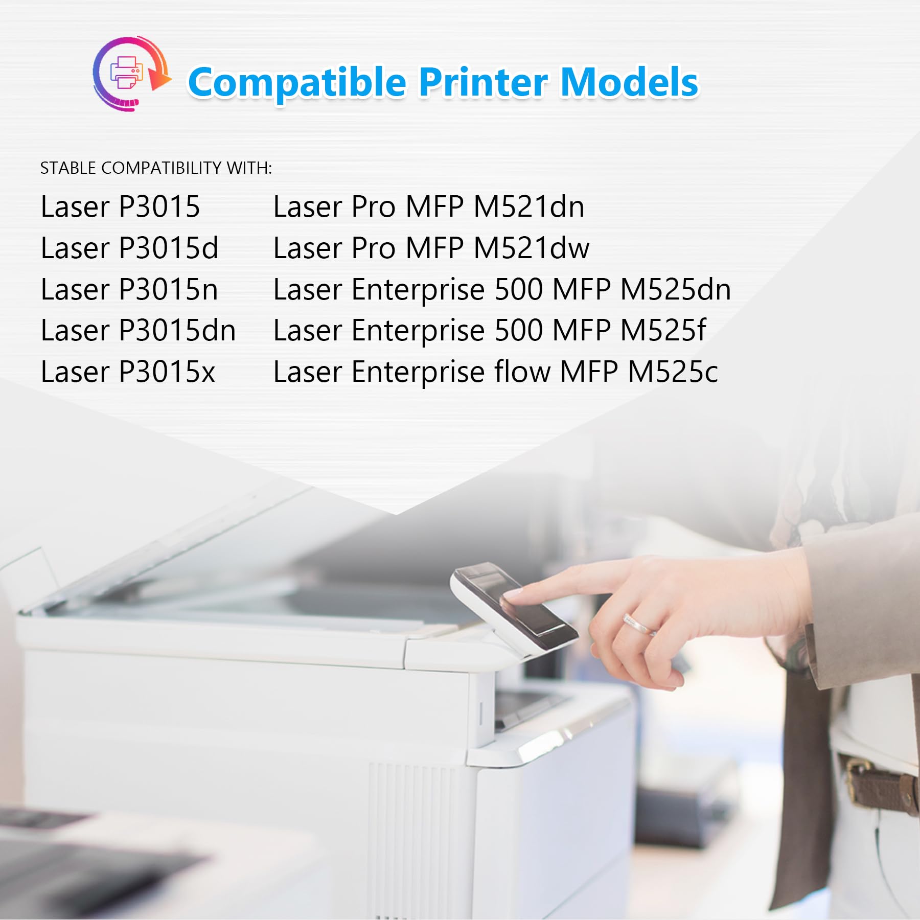 55A Black Toner Cartridge with Chip (2-Pack) | Replacement for HP 55A Works with Laser Enterprise 500 MFP M525 Series, Laser Enterprise P3015 Series, Laser Pro MFP M521 Series Printer Ink | CE255A-2PK