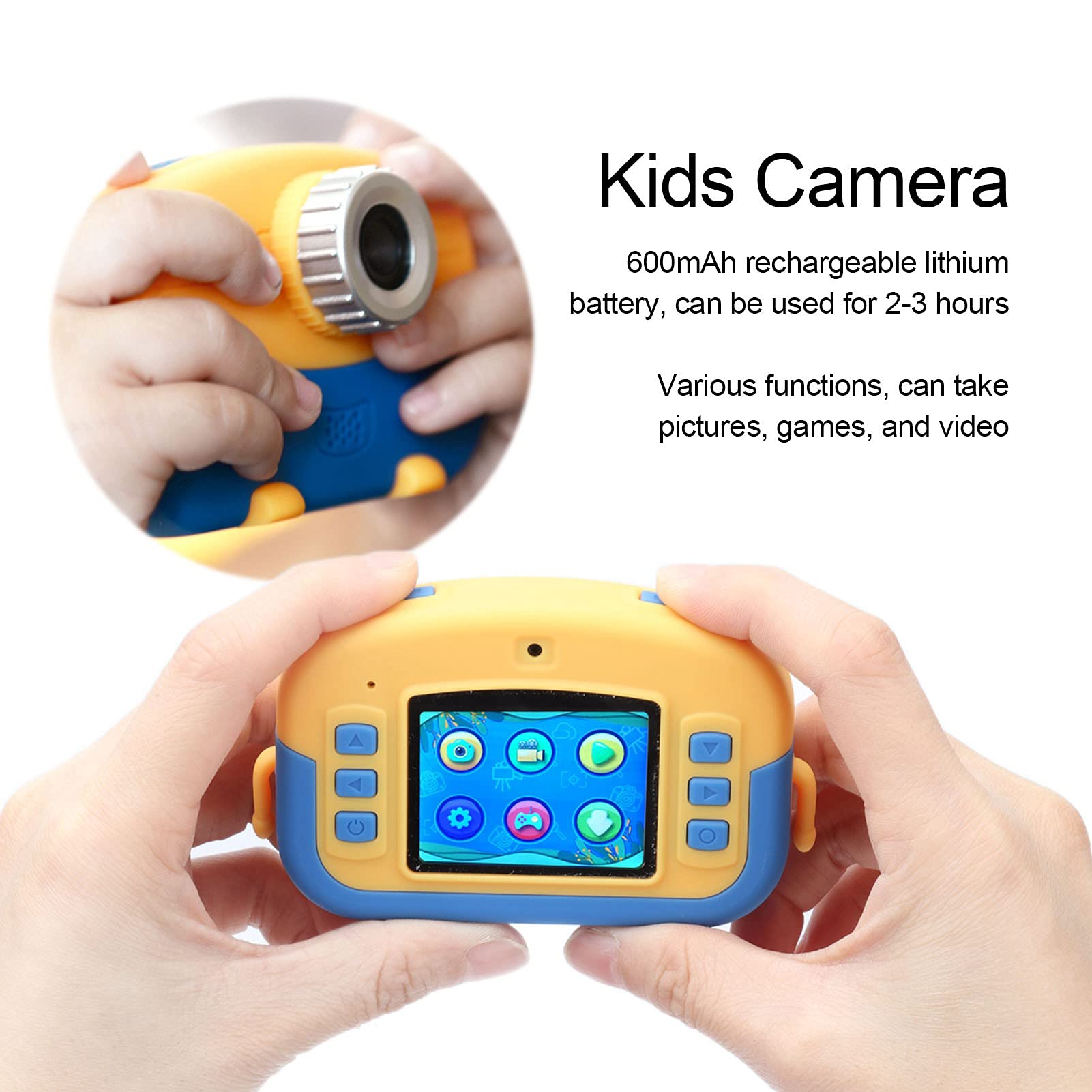 Honio Mini Camera, Kids Camera Mini Portable USB Charging for Travel for Outdoors for Gifts