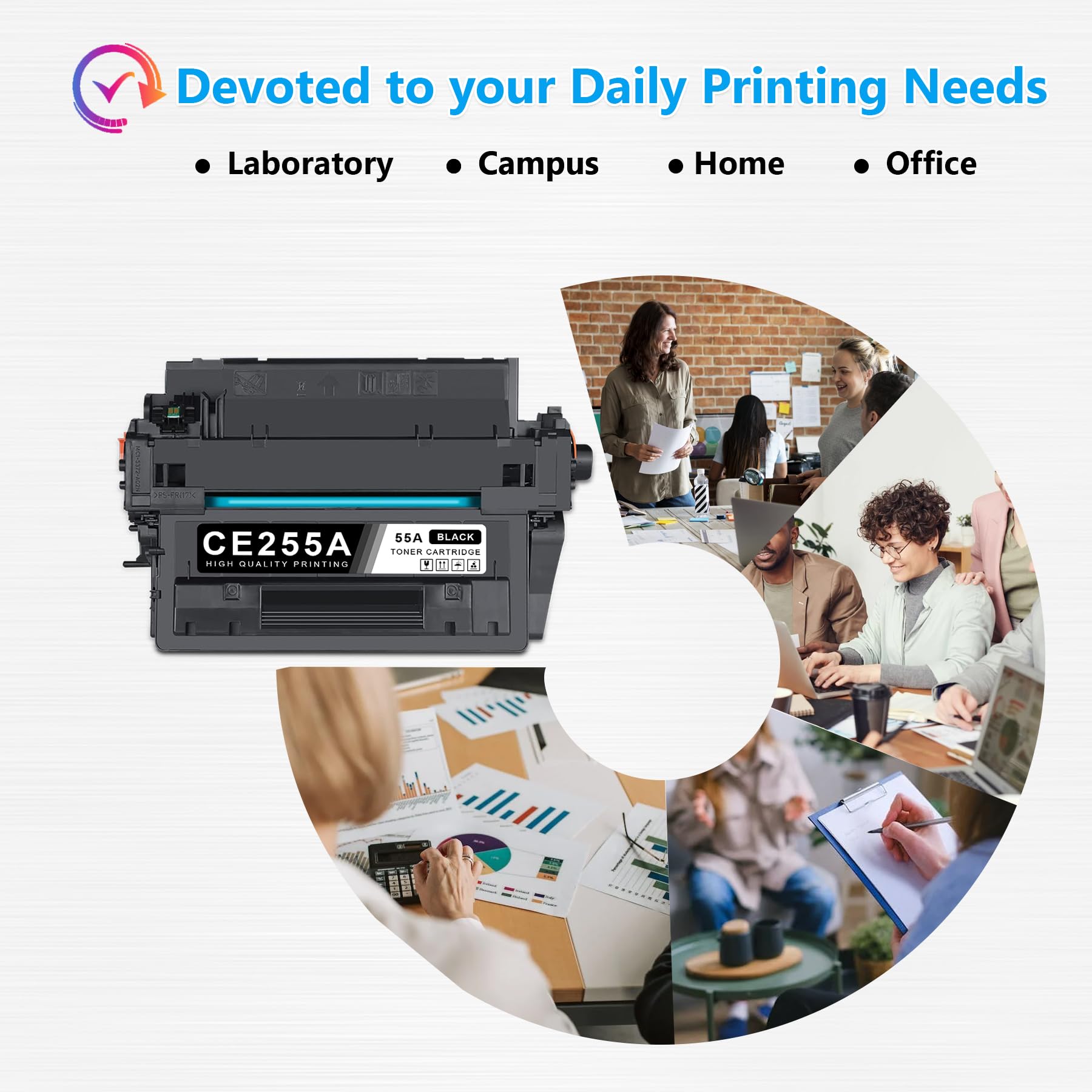 55A Black Toner Cartridge with Chip (2-Pack) | Replacement for HP 55A Works with Laser Enterprise 500 MFP M525 Series, Laser Enterprise P3015 Series, Laser Pro MFP M521 Series Printer Ink | CE255A-2PK