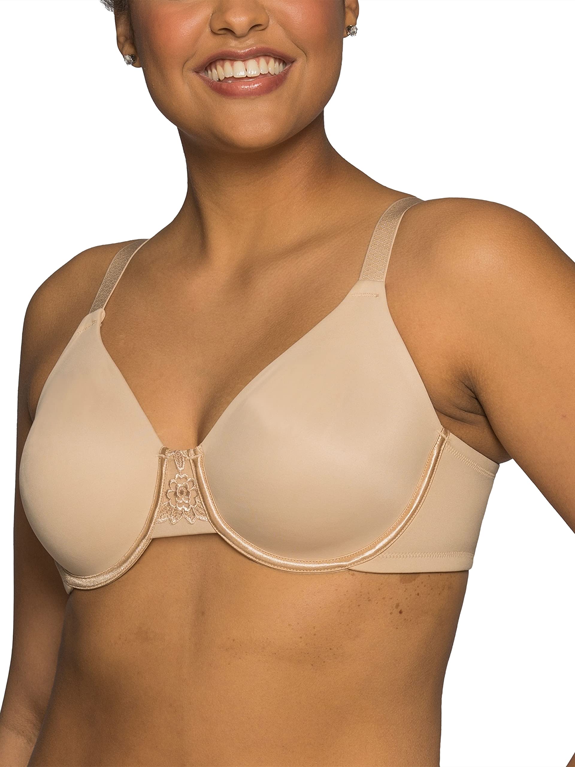 Vanity Fair Women's Beauty Back Smoothing Bra, Minimizes Bust Line up to 1.5", Non Padded Cups up to H, Damask Neutral, 36DDD