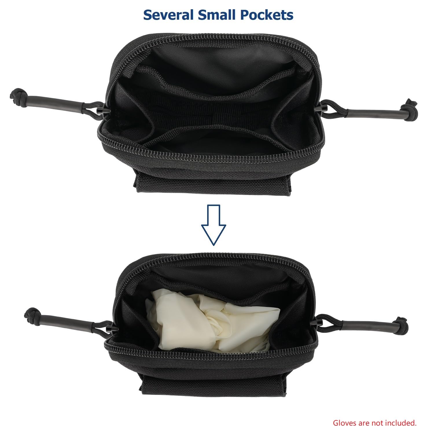 Dotacty Duty Belt Gloves Pouch Latex Disposable Glove Holder Carrier Double Pockets Police Law Enforcement Officer Security Firefighter EMS EMT Paramedic First Responders Nylon Bag Zipper Closure