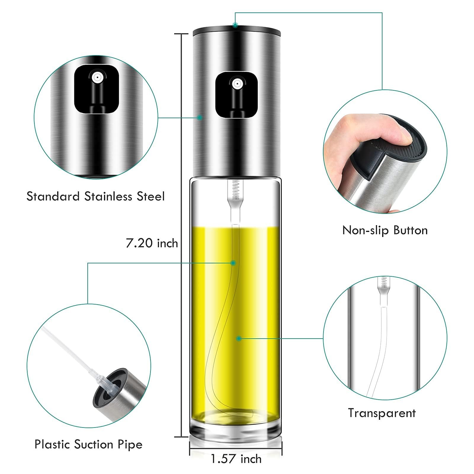 Olive oil spray Bottle, Oil Mister,100ml Spray Bottle, Olive Oil Spray for Salad, BBQ, Kitchen Baking, Roasting
