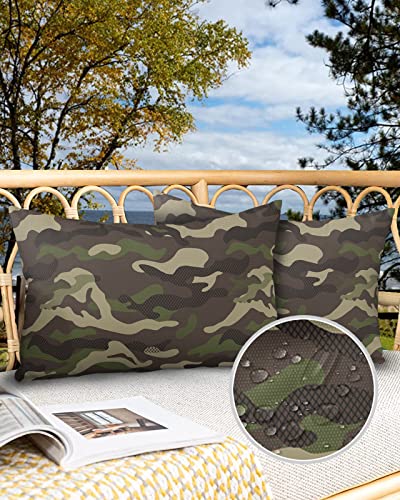 Meet 1998 Throw Pillow Covers 20x12 - Set of 2 Waterproof Pillow Cushion Cases,Army Green Desert Camo Pillowcases Decorative Outdoor Pillow Cover for Sofa Couch Bedroom