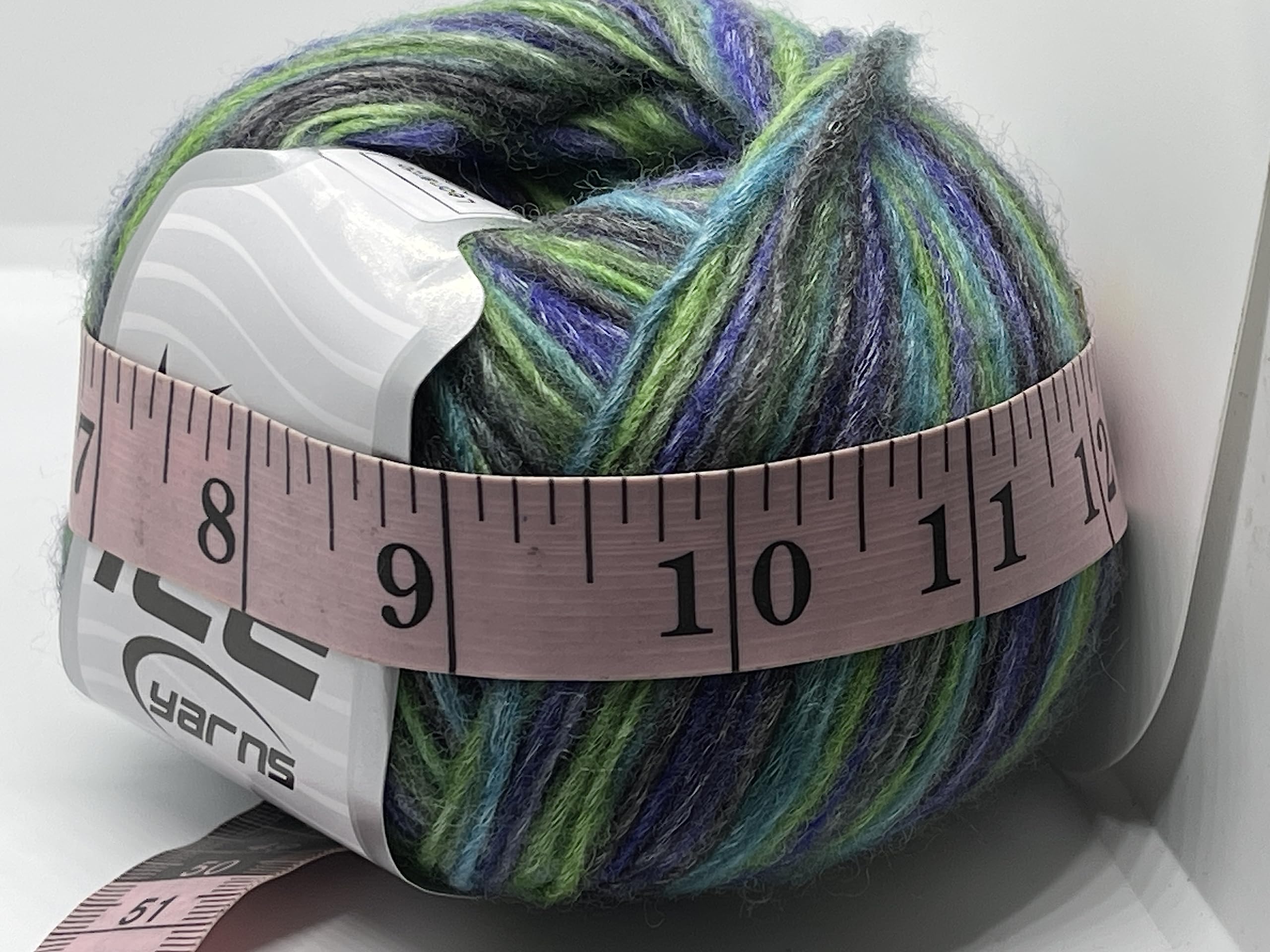 Blue, Purple, Green, Grey Self-Striping Leonardo Color Yarn - DK Weight Merino Wool and Cotton Blend Yarn 50 Grams (1.75 Ounces) 190 Meters (207 Yards)