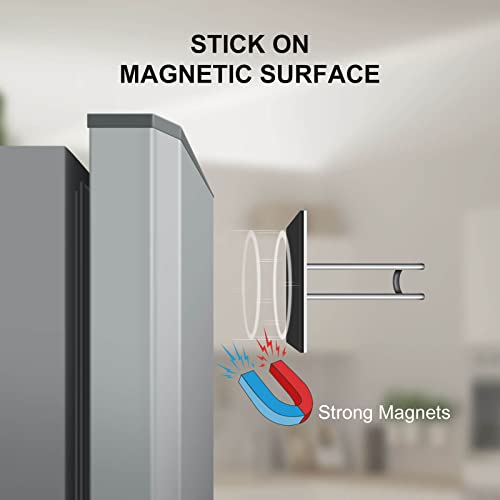 ESINAM Magnetic Paper Towel Holder Upgraded Version, Strong Magnets RV Paper Towel Holder Wall Mount for Refrigerator & Grill, Pegboard Hanging Paper Towel Holder - Premium Silver Stainless Steel
