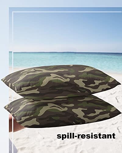 Meet 1998 Throw Pillow Covers 20x12 - Set of 2 Waterproof Pillow Cushion Cases,Army Green Desert Camo Pillowcases Decorative Outdoor Pillow Cover for Sofa Couch Bedroom