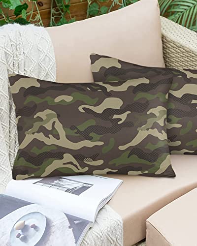 Meet 1998 Throw Pillow Covers 20x12 - Set of 2 Waterproof Pillow Cushion Cases,Army Green Desert Camo Pillowcases Decorative Outdoor Pillow Cover for Sofa Couch Bedroom