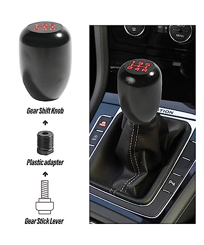ESEWALAS Gear Shift Knob,5 Speed Manual Gearbox Shift Knob,Car Modification Manual Knob Gear Shift Head Shifter,M12x1.25 Screw On Aluminum,Manual Gear Shift Knobs Replacement Fit(Black)