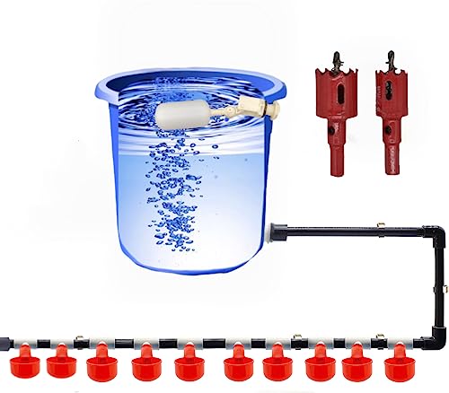 Complete Set of Chicken Waterer and 1/2" PVC T-Pieces, Chicken Waterer Feeder Duck Quail Feeder, Automatic Chicken Watering System, Chicken Nipple Water Cup, Chicken Watering Cups