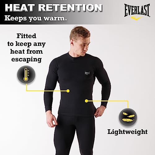Everlast Mens Base Layer Set - Warm Underlayer Pants & Shirt - Lightweight Cold Weather Inner Wear - Full Body Winter Gear, Long Underwear & Pajamas, Medium Blue, Large