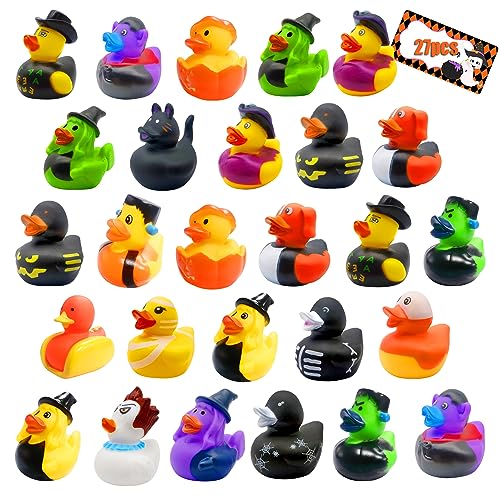 27 Pcs Halloween Party Favors Rubber Ducks,Baby Showers Accessories Jeep Bath Toys for Kids Halloween Decorations Trick or Treat Supplies Goodie Bag Fillers(Halloween)