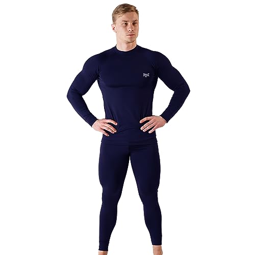 Everlast Mens Base Layer Set - Warm Underlayer Pants & Shirt - Lightweight Cold Weather Inner Wear - Full Body Winter Gear, Long Underwear & Pajamas, Medium Blue, Large
