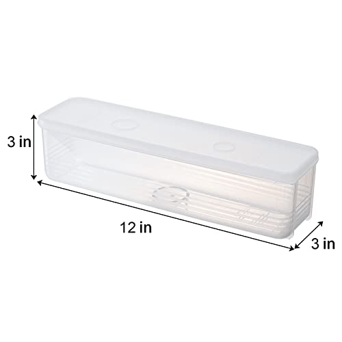 ZENFUN Set of 6 Pasta Storage Containers with Lid, Airtight Spaghetti Noodle Holder Rectangular Chopstick Storage Box Sealed Noodle Canisters for Refrigerator, Kitchen Pantry, 3 x 12 x 3 Inches