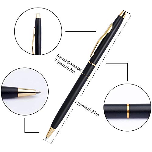 Cambond Black Pens, Ballpoint Pen Bulk Black Ink 1.0 mm Medium Point Smooth Writing Black and Gold Pens for Men Women Police Uniform Office Business, 10 Pack (Black)
