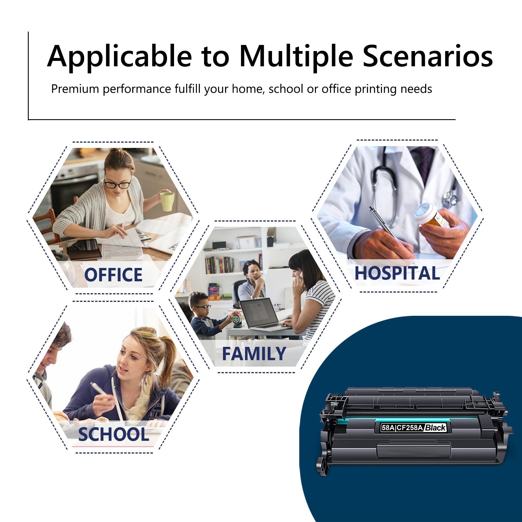 58A Black Toner Cartridge: 1 Pack (with New Chip) Replacement for HP 58A CF258A 58X CF258X Toner Cartridge Work with Laserjet Enterprise M406dn MFP M430f Laserjet Pro M404 MFP M428 M429 Printer