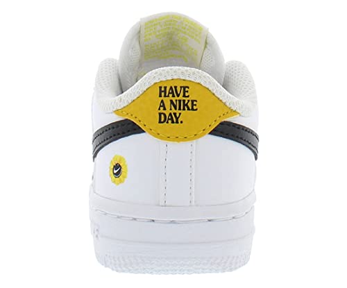 Nike Little Kid's Air Force 1 LV8 (GS) Running Shoes, White/Black-Dark Sulfur, 3 M US