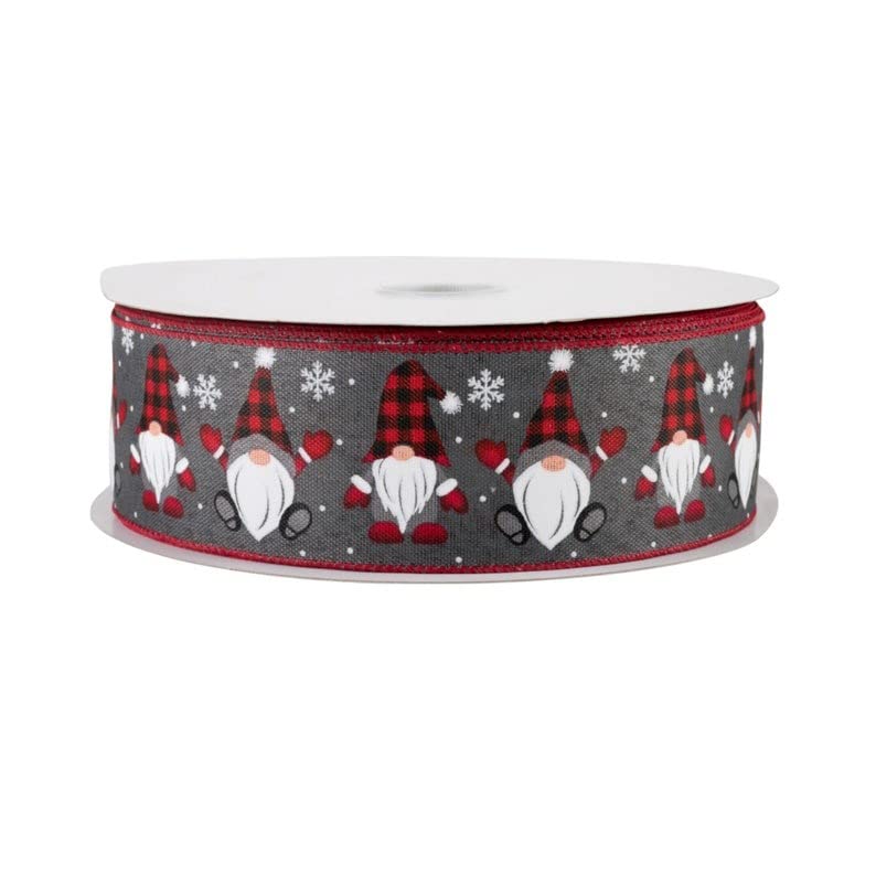 Ribbon Cute, Beautiful Ribbon Cute, Beautiful Christmas Gnome Buffalo Plaid Canvas Wired Ribbon (5 Feet)