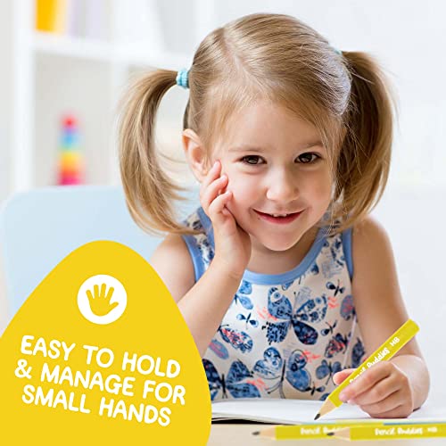 Short Jumbo Kids Pencils for Preschoolers, Kindergarten, Toddlers & Beginners - 12 Fat Pencils and 1 Sharpener & Eraser, 2 Pencils, Triangle Grip, Big Pencils (Multicolor)