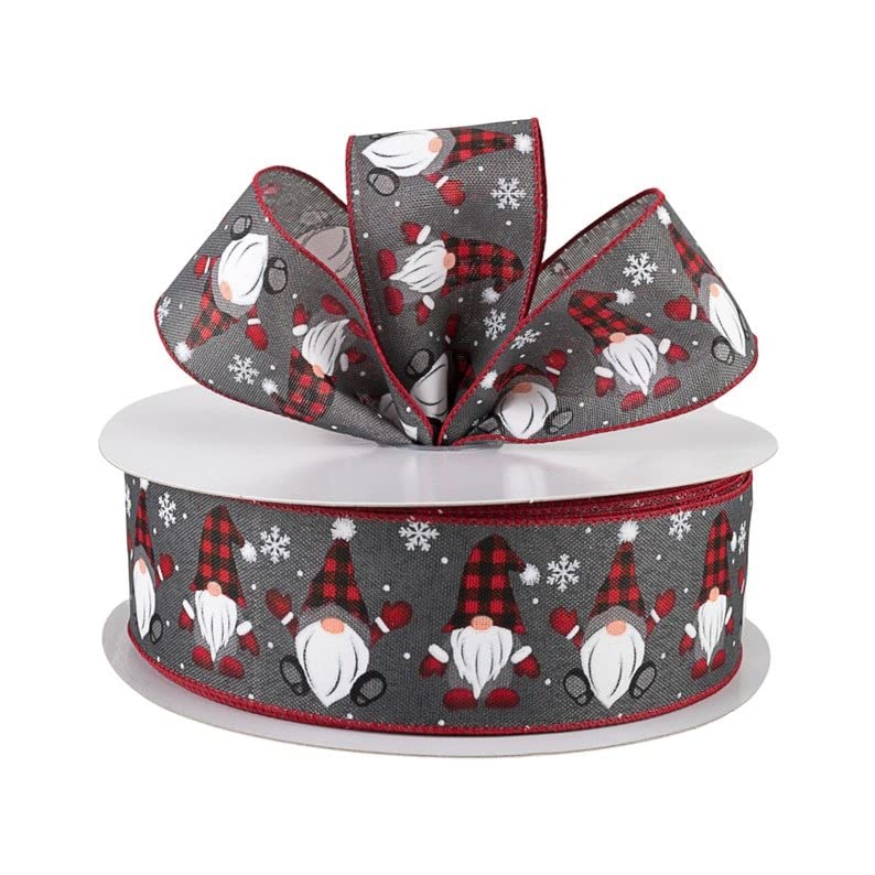 Ribbon Cute, Beautiful Ribbon Cute, Beautiful Christmas Gnome Buffalo Plaid Canvas Wired Ribbon (5 Feet)