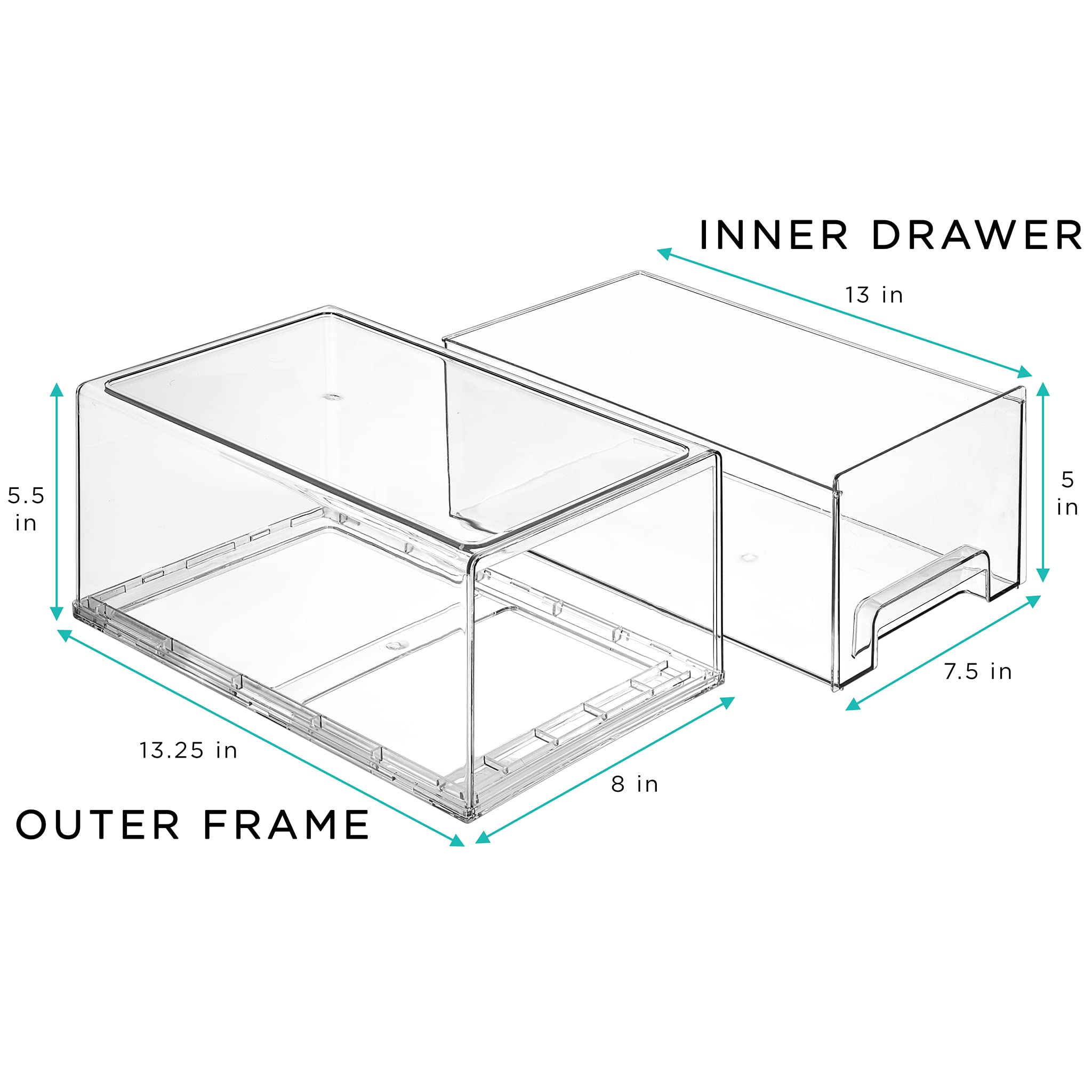 Sorbus Fridge Drawers and Rolling Storage Bin Set - Comes with 2 Large Fridge Drawers and 3-Pack of Curved Organizing Bins on Wheels