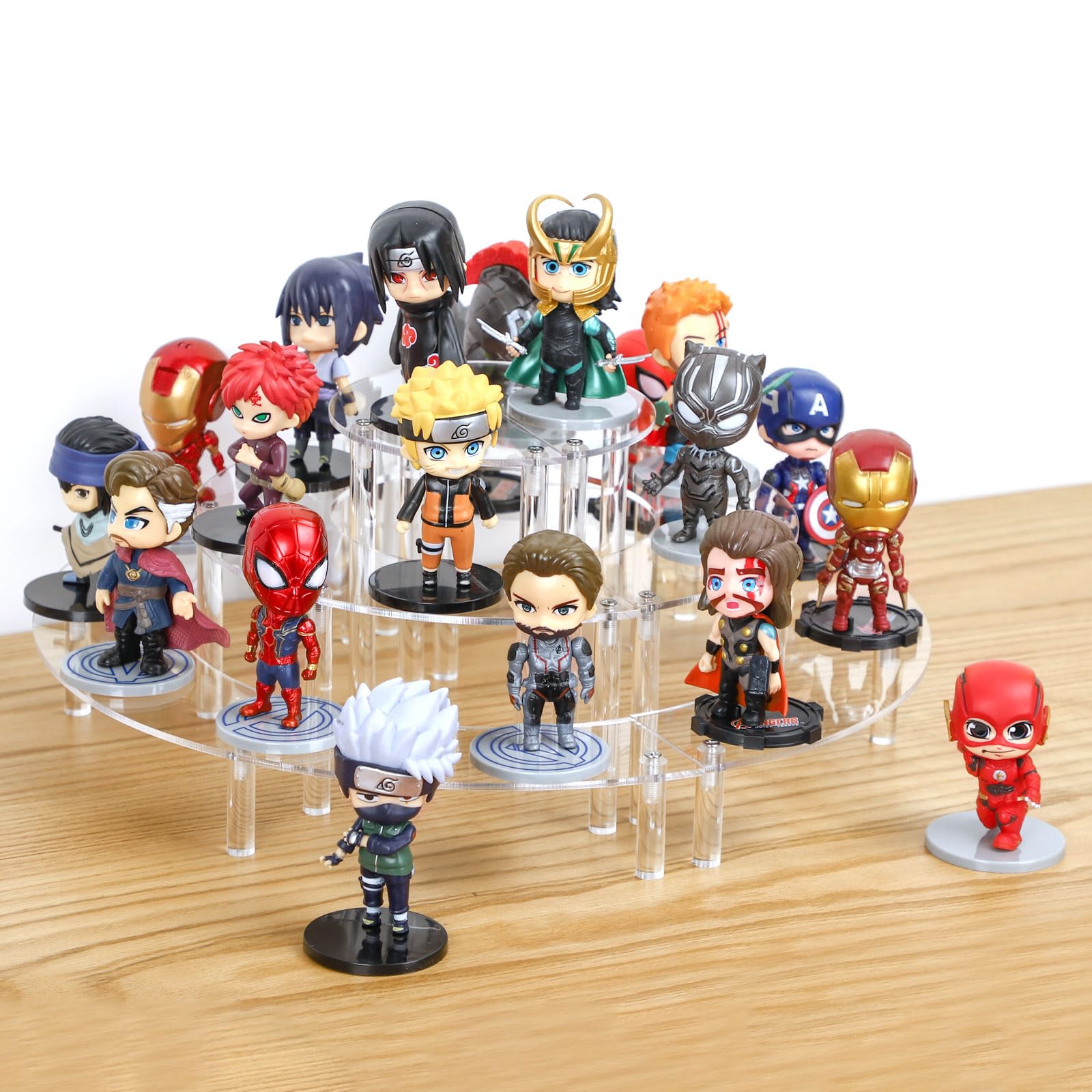Anglelife 2 Set, Half Moon Acrylic Display Risers, 3 Tier Clear Perfume Stand Organizer, Cupcake Stand Risers, Dessert Stand, Clear Shelf Risers Display Stand for Food, Amiibo Funko POP Figure