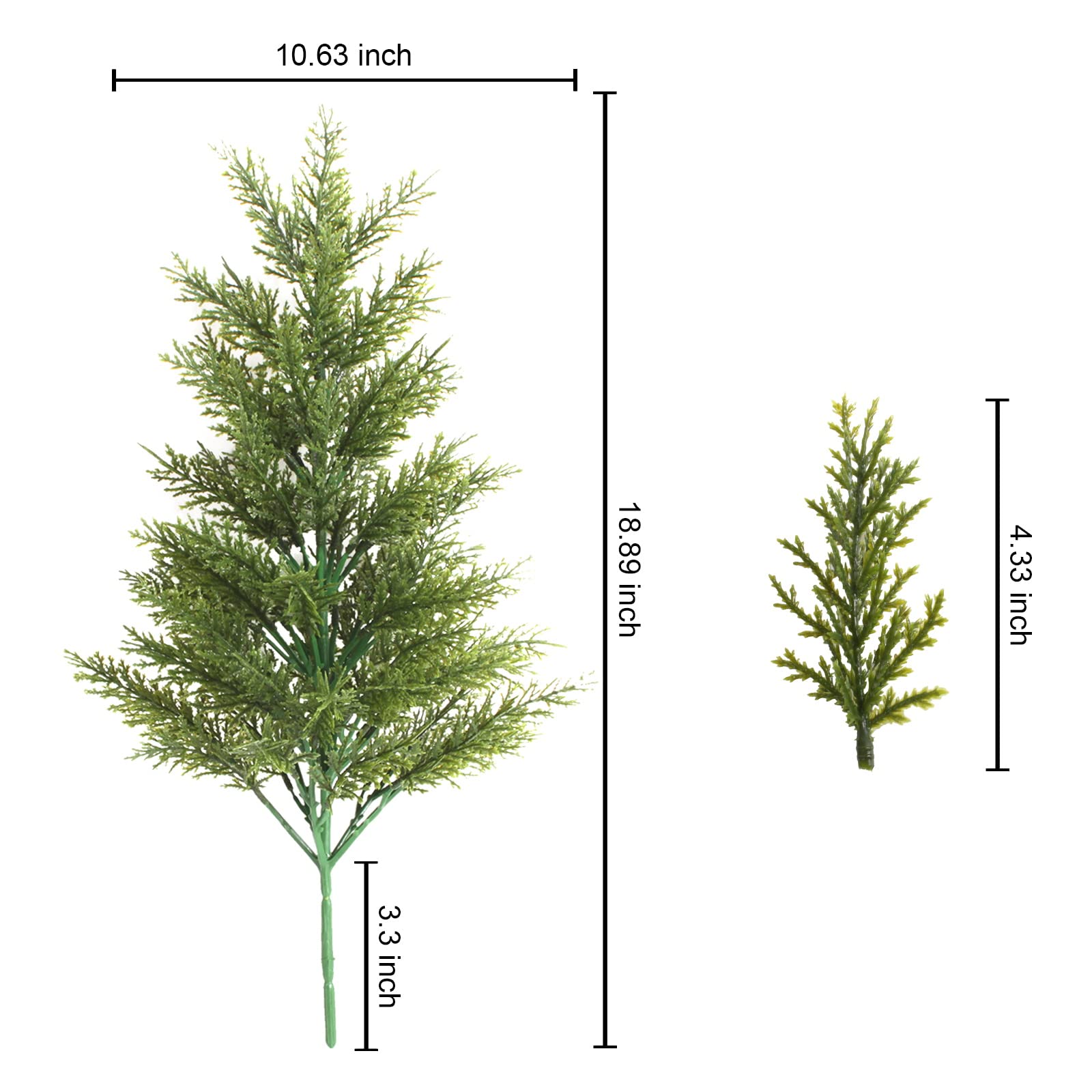 4 Pack Faux Mini Pine Trees 18.89inch Cedar Stems Small Artificial Christmas Tree Xmas Seasonal Indoor Outdoor Home Garden Decor Holiday Decorations,Green