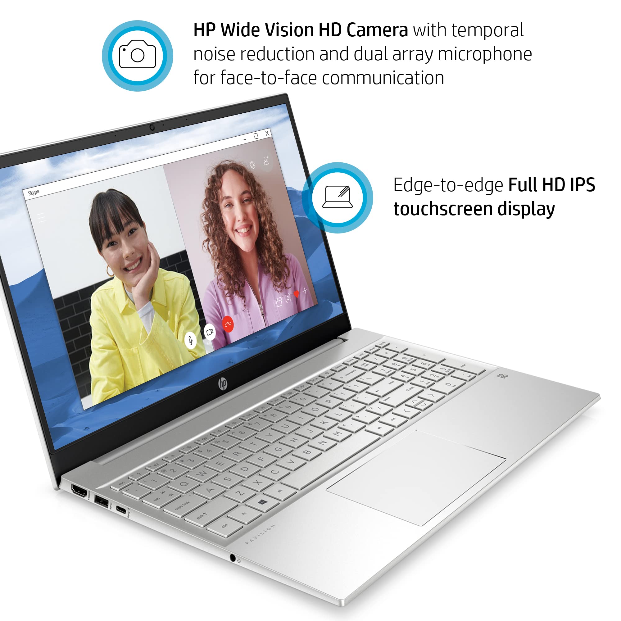 HP 2023 Pavilion 15.6" FHD IPS Touch Laptop Intel 10-Core i7-1255U NVIDIA GeForce MX550 2GB GDDR6 32GB DDR4 1TB NVMe SSD HDMI WiFi AC USB-C Backlit Keyboard Webcam Windows 11 Pro w/RE Accessories