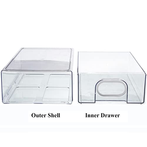 UNIKON 1 PC Refrigerator Organizer Bin, Fridge Organizer And Storage Clear, Stackable Fridge Organizer Drawer - BPA Free Plastic Storage Drawer, 13.40βx8.65βx4.40β