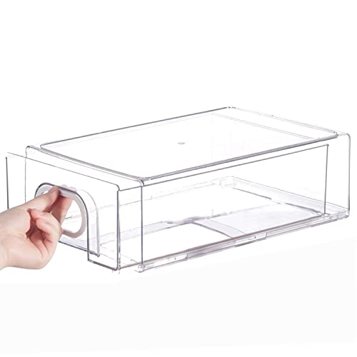 UNIKON 1 PC Refrigerator Organizer Bin, Fridge Organizer And Storage Clear, Stackable Fridge Organizer Drawer - BPA Free Plastic Storage Drawer, 13.40βx8.65βx4.40β