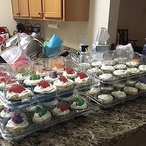 Hedume 12 Pack Cupcake Carrier, 12 Counts Stackable Cupcake Boxes, Clear Cupcake Container with Detachable Lid for Cupcakes, Muffin, BPA-free
