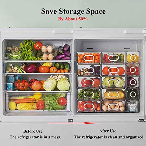 UNIKON 1 PC Refrigerator Organizer Bin, Fridge Organizer And Storage Clear, Stackable Fridge Organizer Drawer - BPA Free Plastic Storage Drawer, 13.40βx8.65βx4.40β