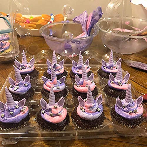 Hedume 12 Pack Cupcake Carrier, 12 Counts Stackable Cupcake Boxes, Clear Cupcake Container with Detachable Lid for Cupcakes, Muffin, BPA-free