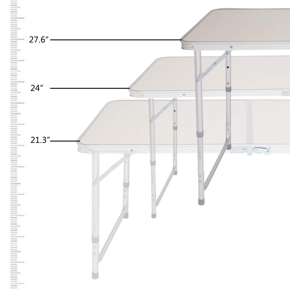 Ochine Foldable Indoor Outdoor All-Purpose Portable Wooden Table for Picnics, Camping, Beach, Tailgating, Patio, Kitchen, Living Room - Roll Up Folding Design