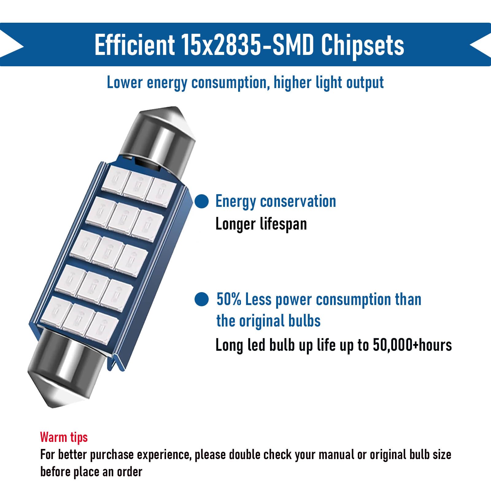 ZKFAR Pack-4 42mm LED Bulbs Extremely Bright, 3014 Chipsets 400LM for LED Interior Dome Map Door Lights Bulbs (Blue)