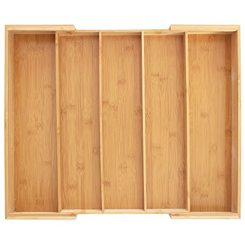 Totally Bamboo Expandable 5-Compartment Drawer Organizer, Expands from 13 to 22" Wide