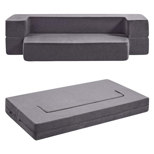 ILPEOD 8 Inch Memory Foam Fold Out Sofa Bed, Washable Cover Sleeper Convertible Futon Mattress for Bedroom Living Room Guest Bed