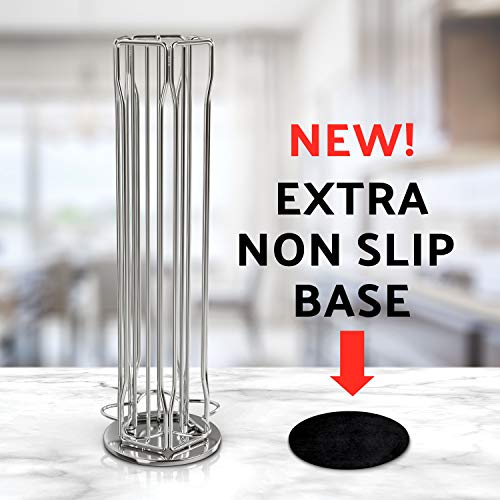 BluePeak Nespresso Carousel - Holds 50 Capsules, OriginalLine Pod Storage - Nifty Nespresso Pods Holder - Coffee Pod Dispenser Organizer Rack Stand, 360-Degree Rotation, Elegant, Modern Chrome Finish